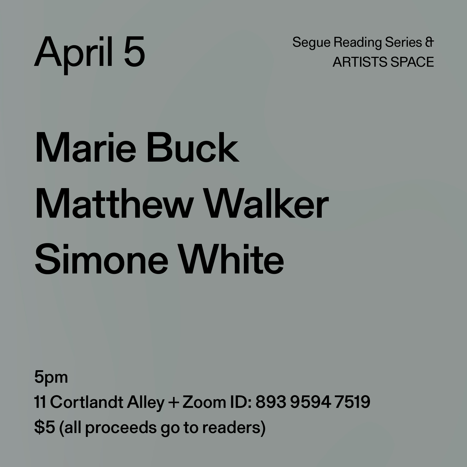 Segue Reading Series: Marie Buck and Matthew Walker & Simone White